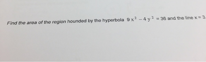 Solved Find the area of the region hounded by the hyperbola | Chegg.com