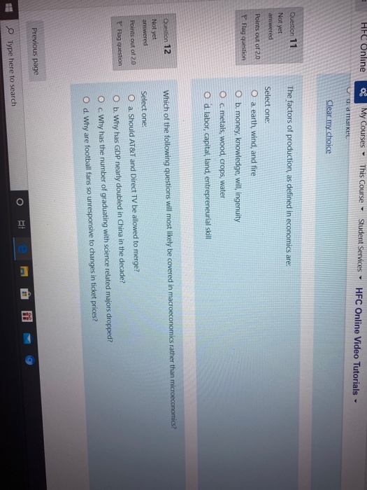 Solved HFC Online My Courses This Course Student Services | Chegg.com