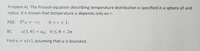 Solved Problem A). The Poisson equation describing | Chegg.com