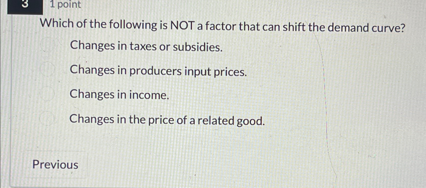 Solved 1 ﻿pointWhich of the following is NOT a factor that | Chegg.com