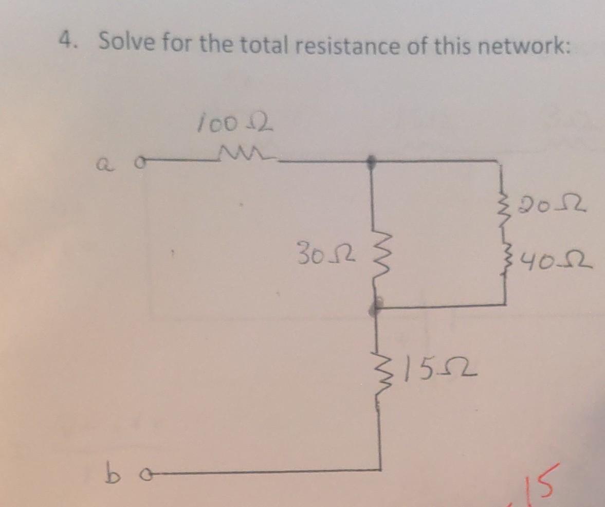 Solved 4. Solve for the total resistance of this network: | Chegg.com