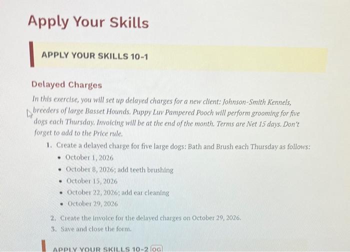 Solved Delayed Charges In this exercise, you will set up | Chegg.com