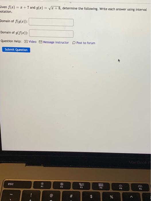 Solved given f(x) = x+7 and g(x) = square root of x+8 | Chegg.com