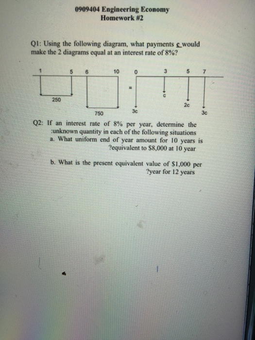 Solved 0909404 Engineering Economy Homework #2 QI: Using the | Chegg.com