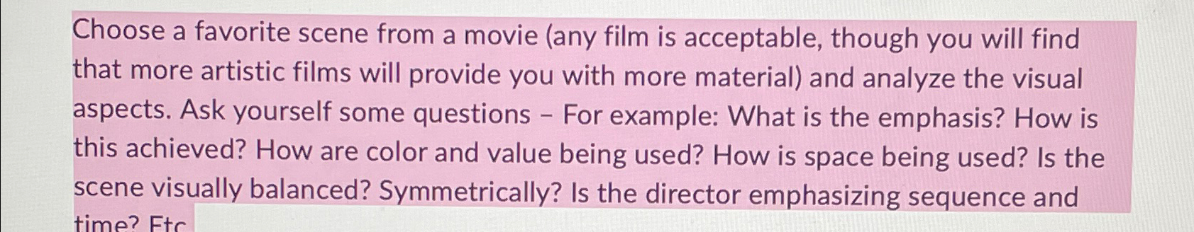 Solved Choose a favorite scene from a movie (any film is | Chegg.com