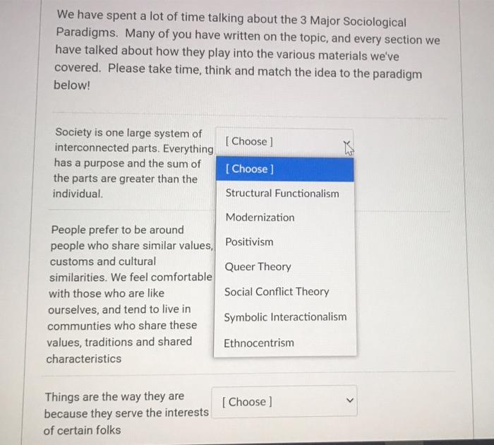 Solved We have spent a lot of time talking about the 3 Major | Chegg.com