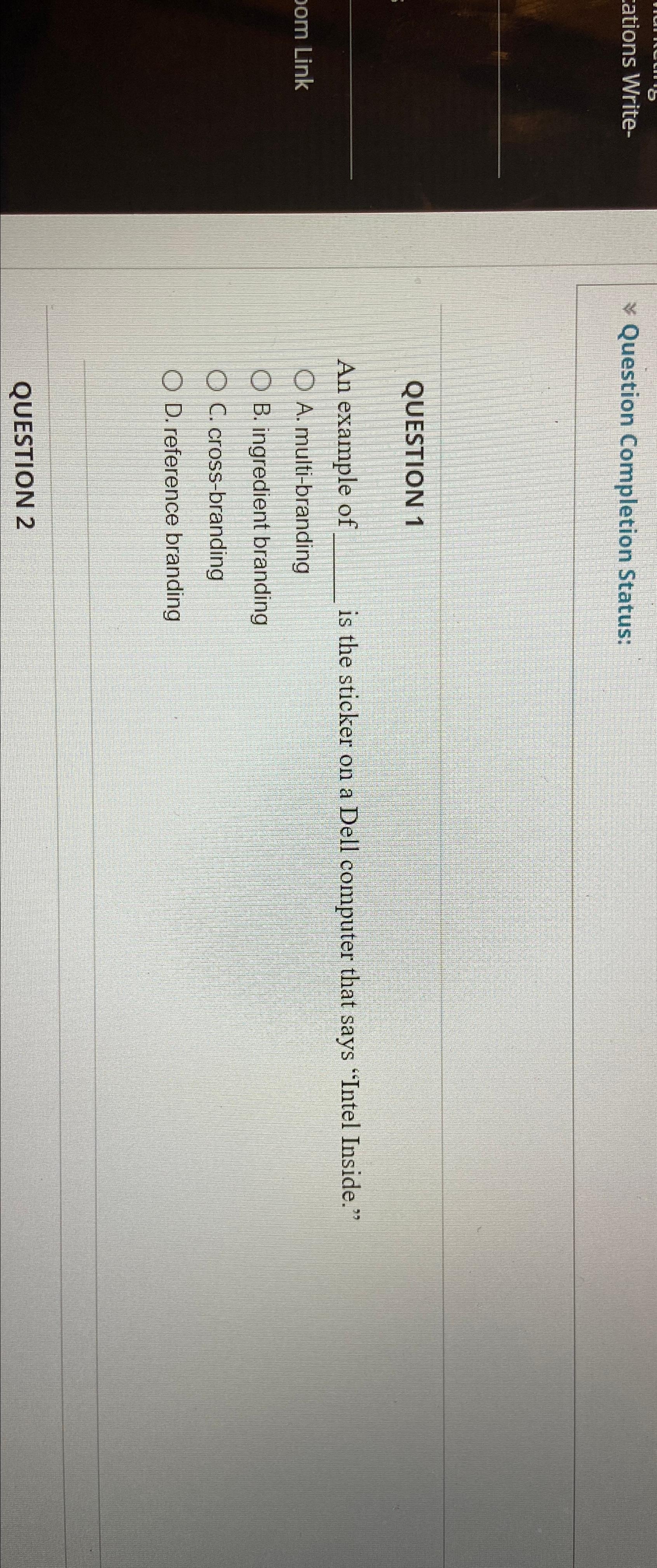 Solved ₹ ﻿Question Completion Status:QUESTION 1An example of | Chegg.com