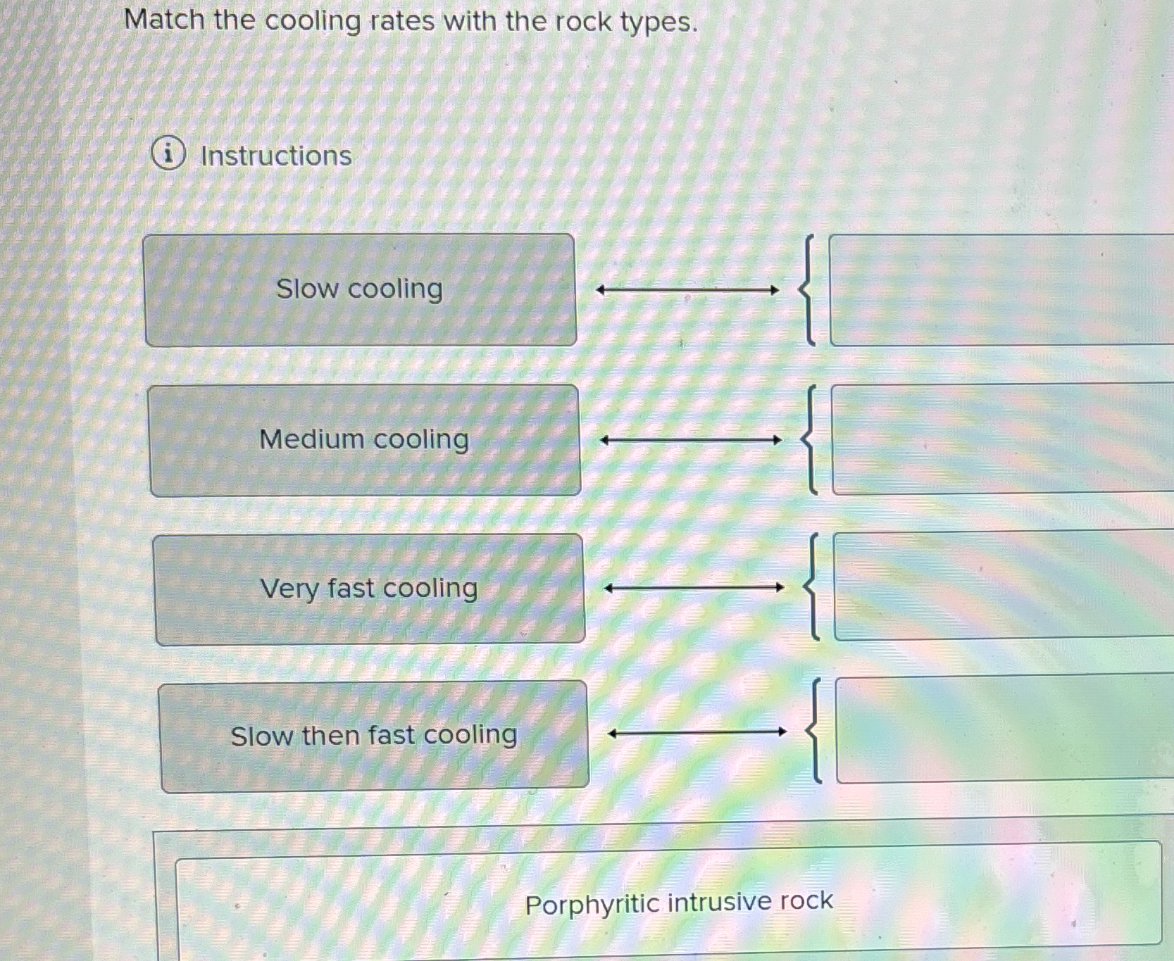 Match the cooling rates with the rock | Chegg.com