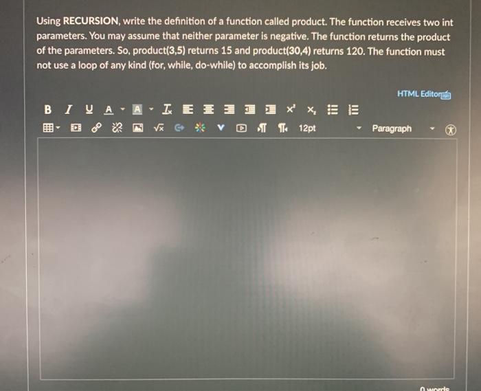 Solved Using Recursion Write The Definition Of A Function
