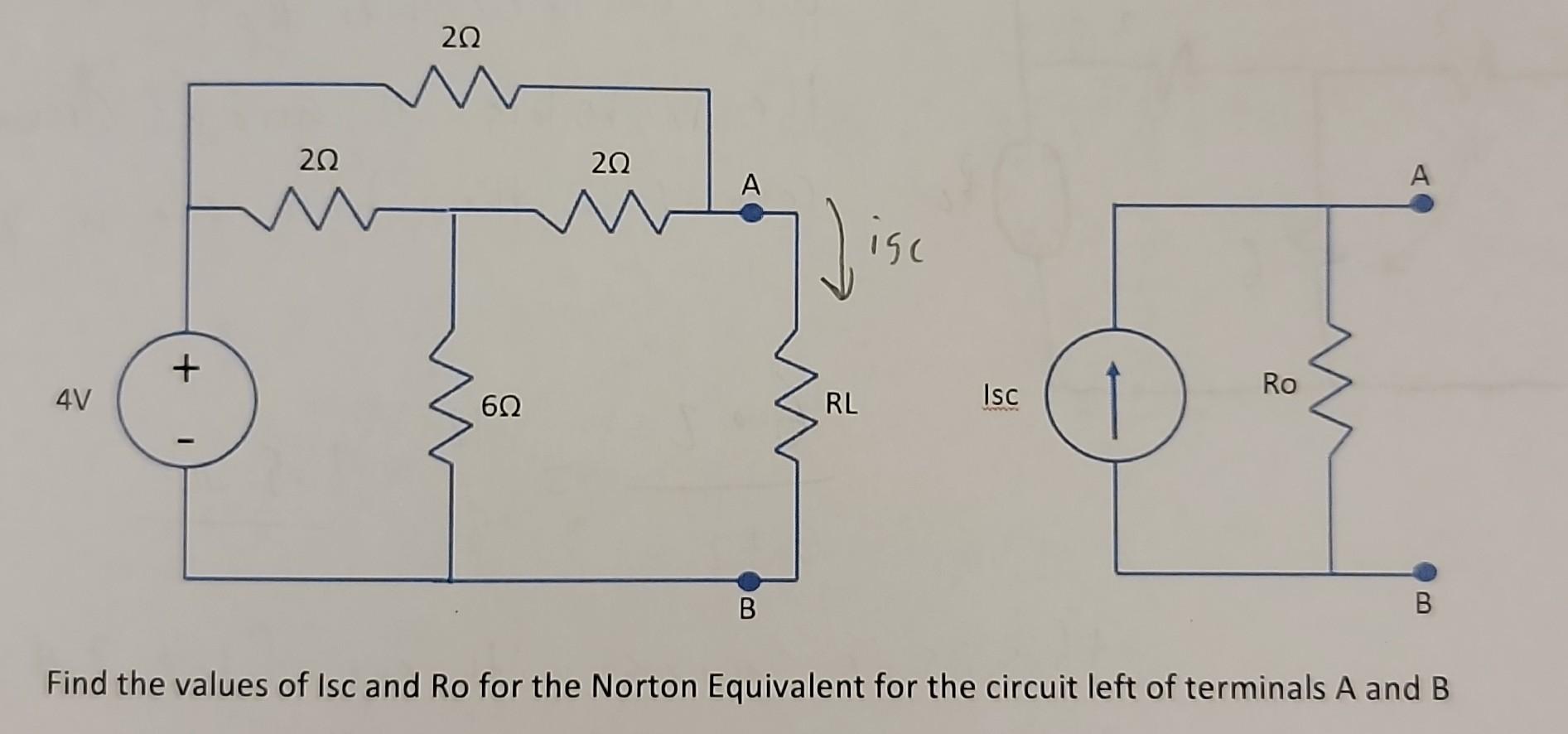 Solved Find the values of Isc and Ro for the Norton | Chegg.com