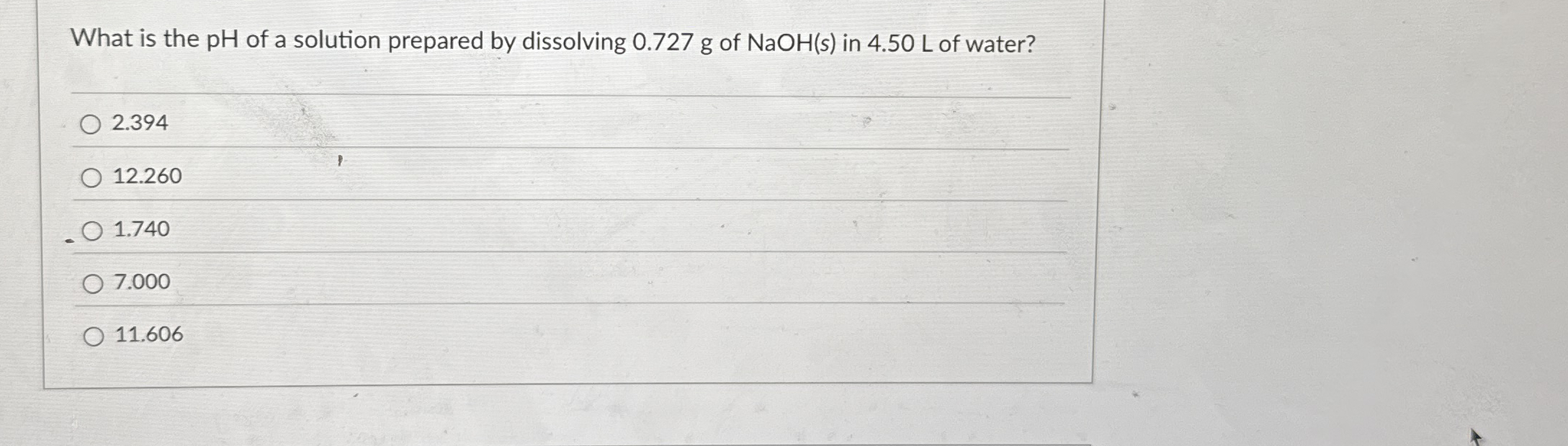 Solved What is the pH of a solution prepared by dissolving | Chegg.com