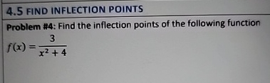 Solved 4.5 ﻿FIND INFLECTION POINTSProblem #4: Find the | Chegg.com
