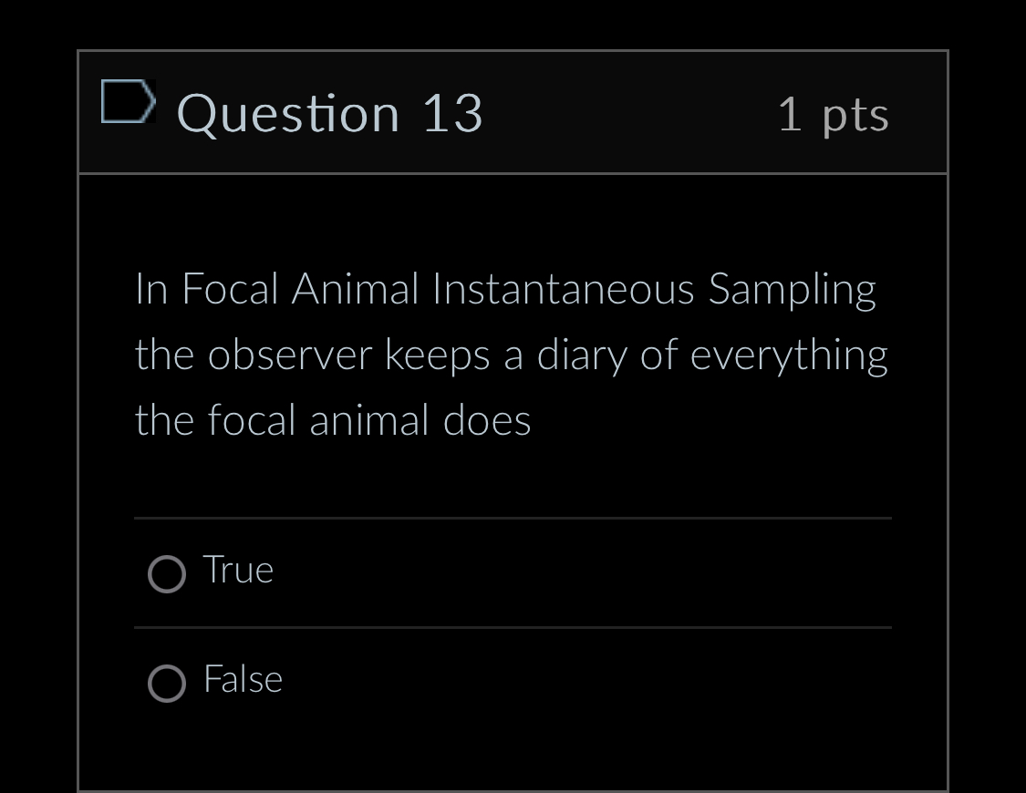 Solved Question 131ptsIn Focal Animal Instantaneous Sampling | Chegg.com