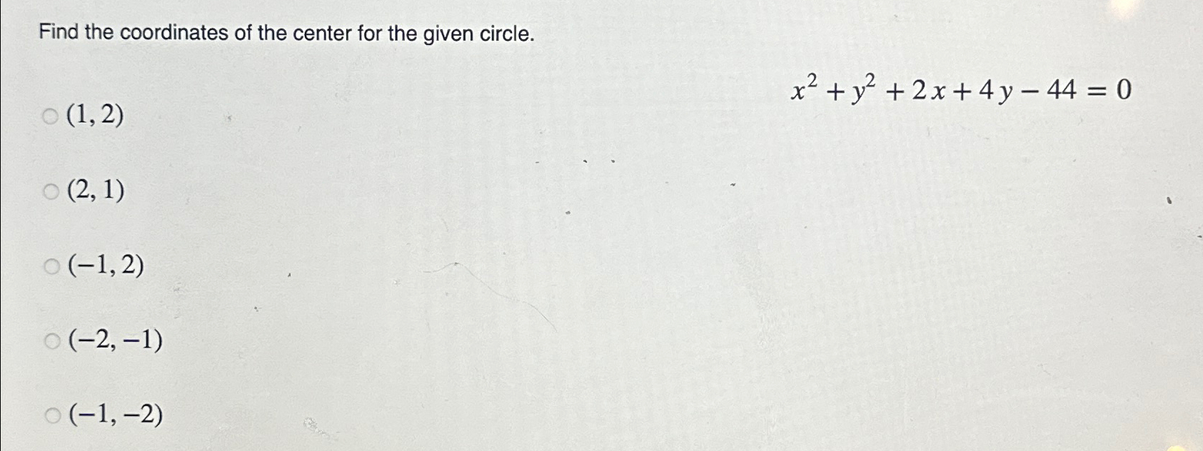 Solved Find the coordinates of the center for the given | Chegg.com