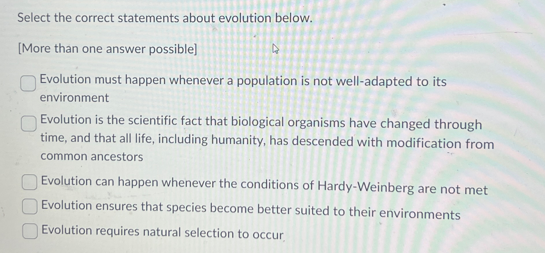 Solved Select the correct statements about evolution | Chegg.com