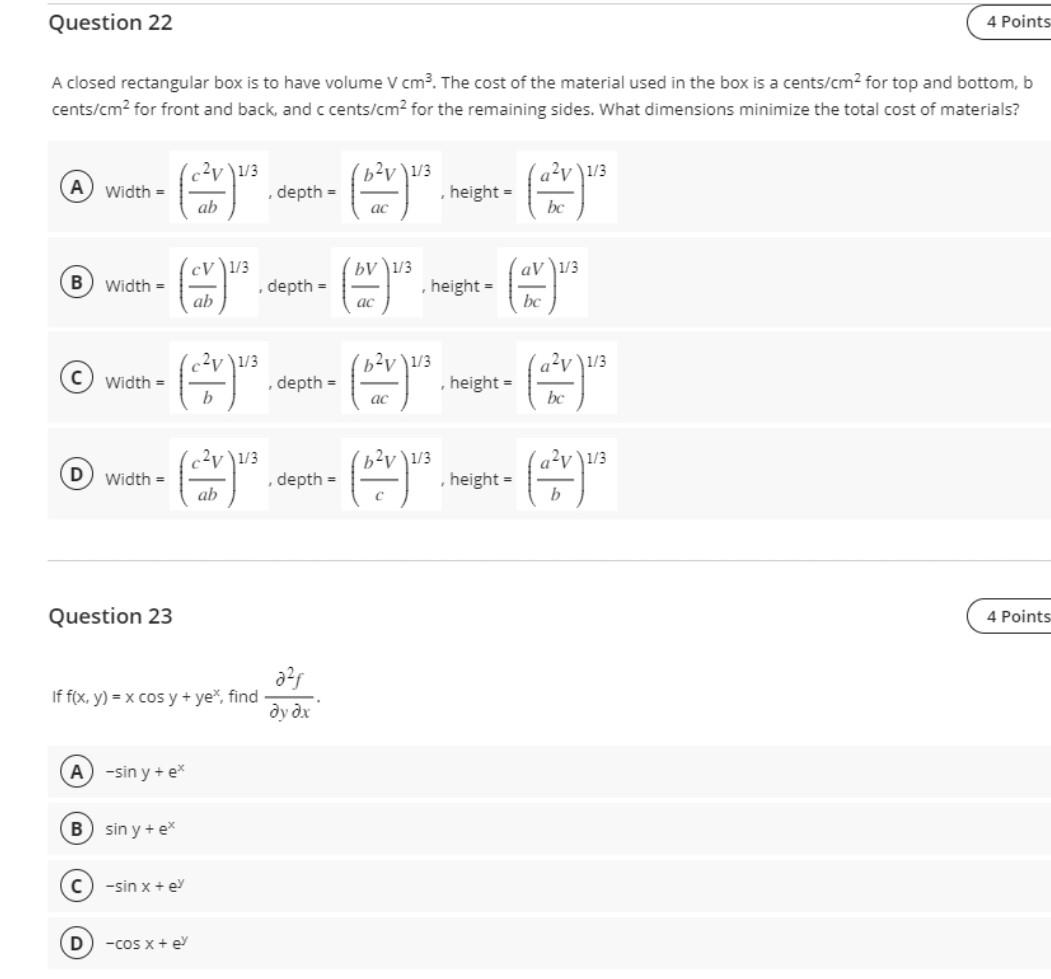 Solved A closed rectangular box is to have volume Vcm3. The | Chegg.com