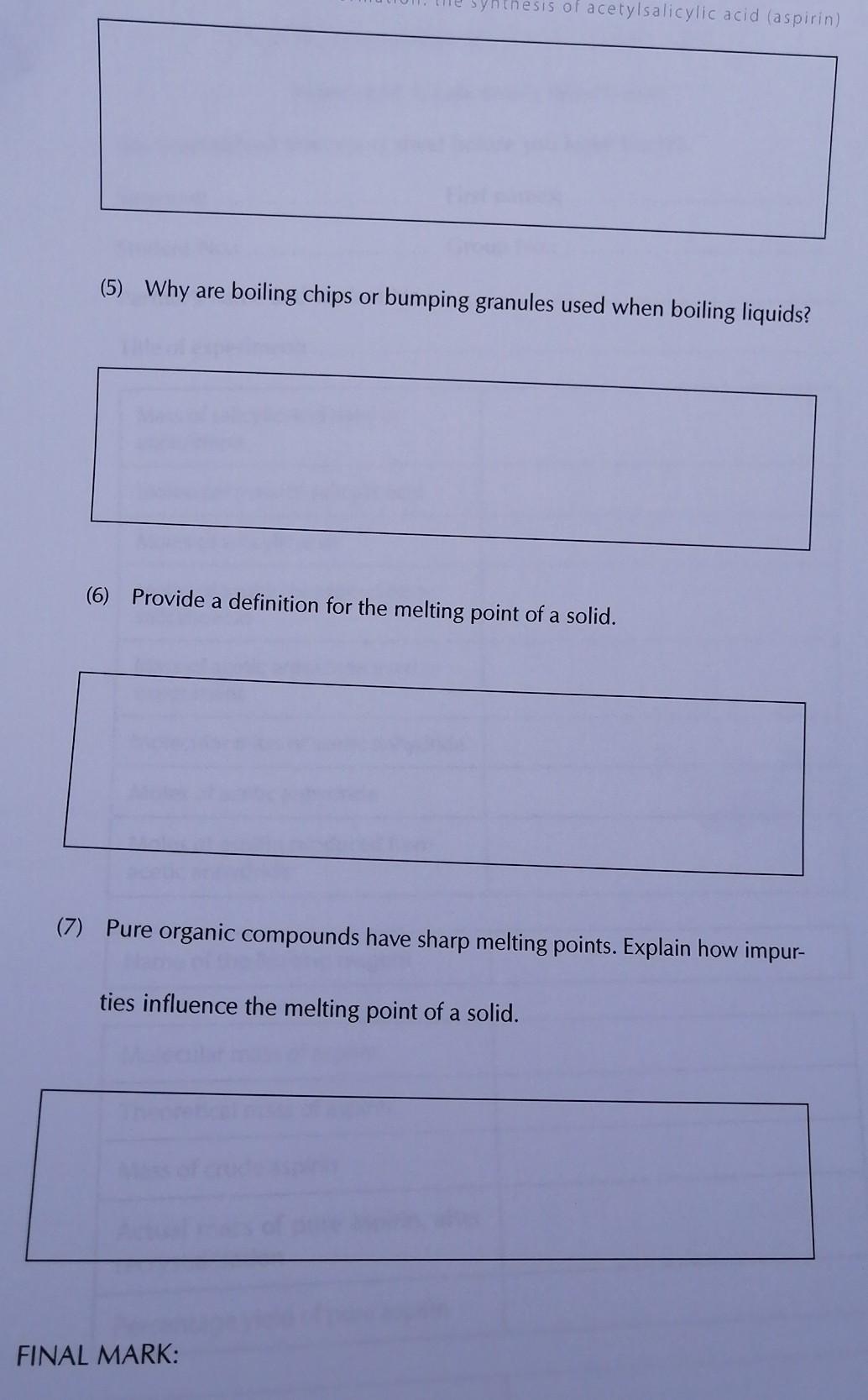 Solved AIM The aim of this experiment is to synthesise | Chegg.com