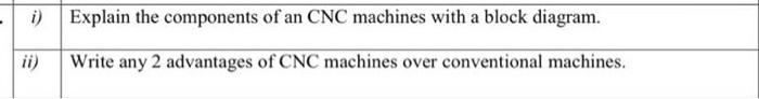 Solved i) Explain the components of an CNC machines with a | Chegg.com