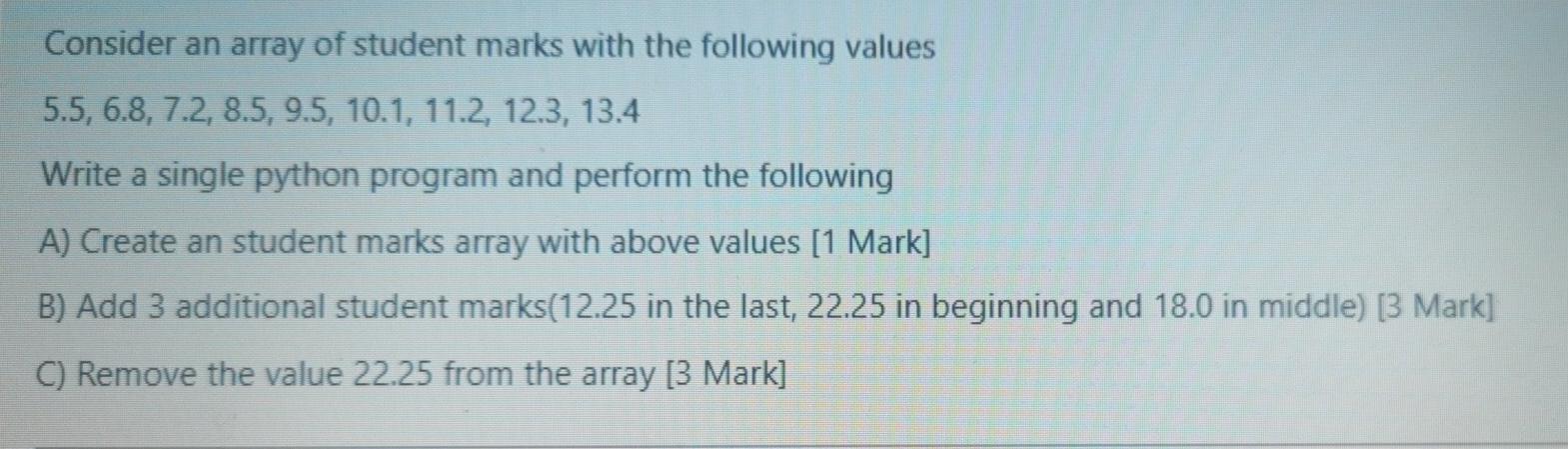 Solved Consider an array of student marks with the following | Chegg.com