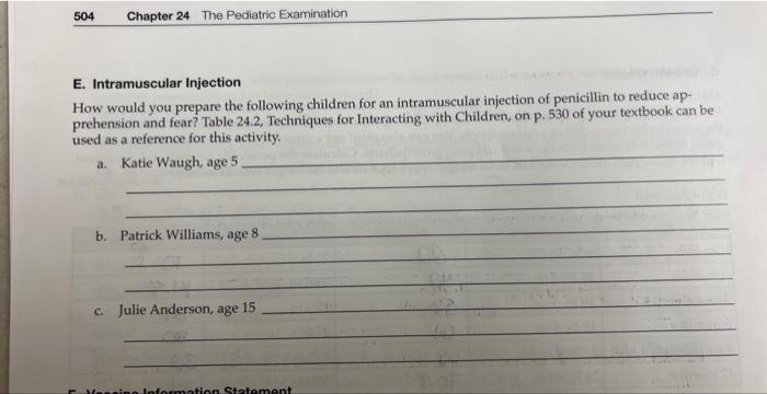 Solved E. Intramuscular Injection How would you prepare the | Chegg.com