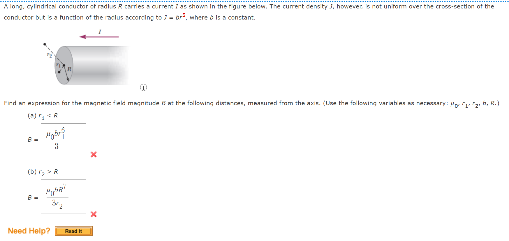 Solved A long, cylindrical conductor of ﻿radius R ﻿carries a | Chegg.com