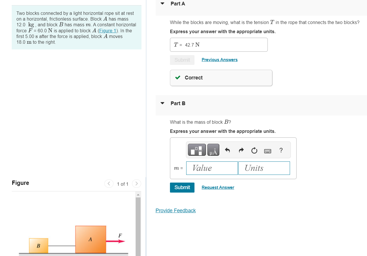 Part ATwo blocks connected by a light horizontal rope | Chegg.com