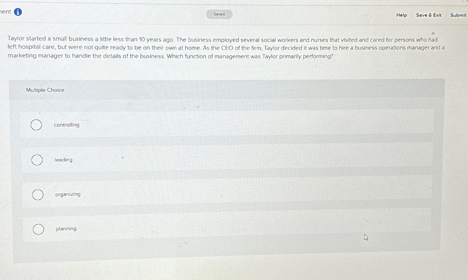 Solved ent (HelpSove & ExitSubmitTaylor started a small | Chegg.com