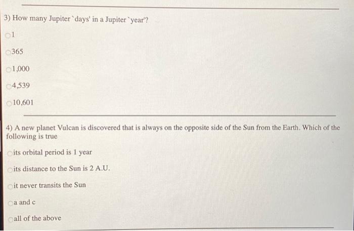 Solved 3) How many Jupiter 'days' in a Jupiter 'year'? 1 | Chegg.com