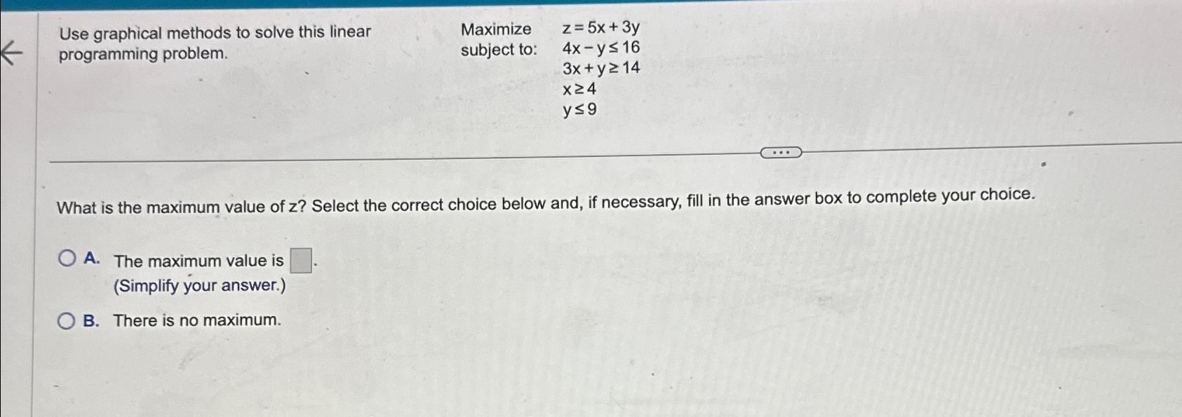 Solved Use graphical methods to solve this linear | Chegg.com