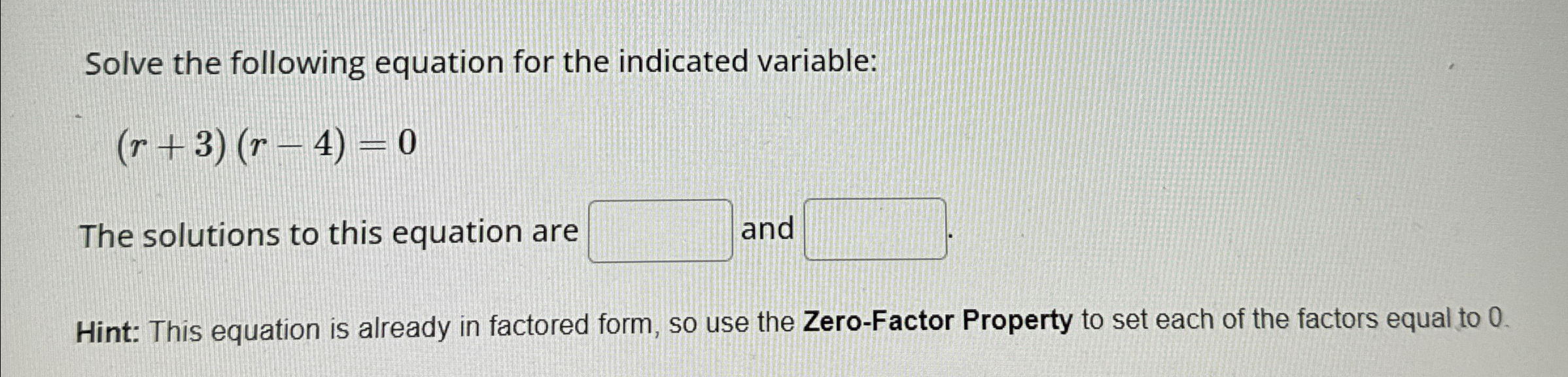 Solved Solve the following equation for the indicated | Chegg.com