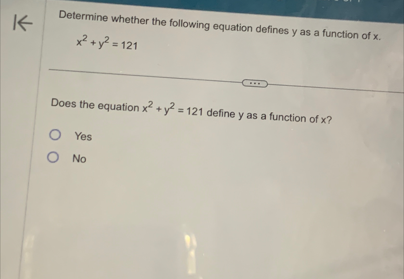 Solved Determine whether the following equation defines y | Chegg.com Solved Determine whether the following equation defines y | Chegg.com