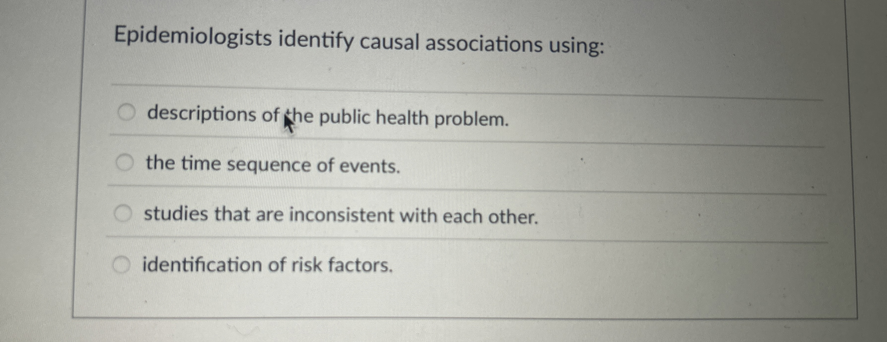 Solved Epidemiologists identify causal associations | Chegg.com
