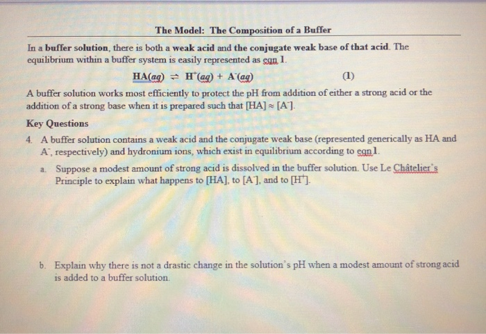 Solved The Model: The Composition of a Buffer In a buffer | Chegg.com