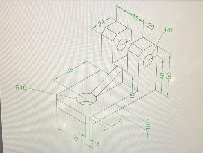Solved Draw using AutoCAD front, side and top view of the | Chegg.com