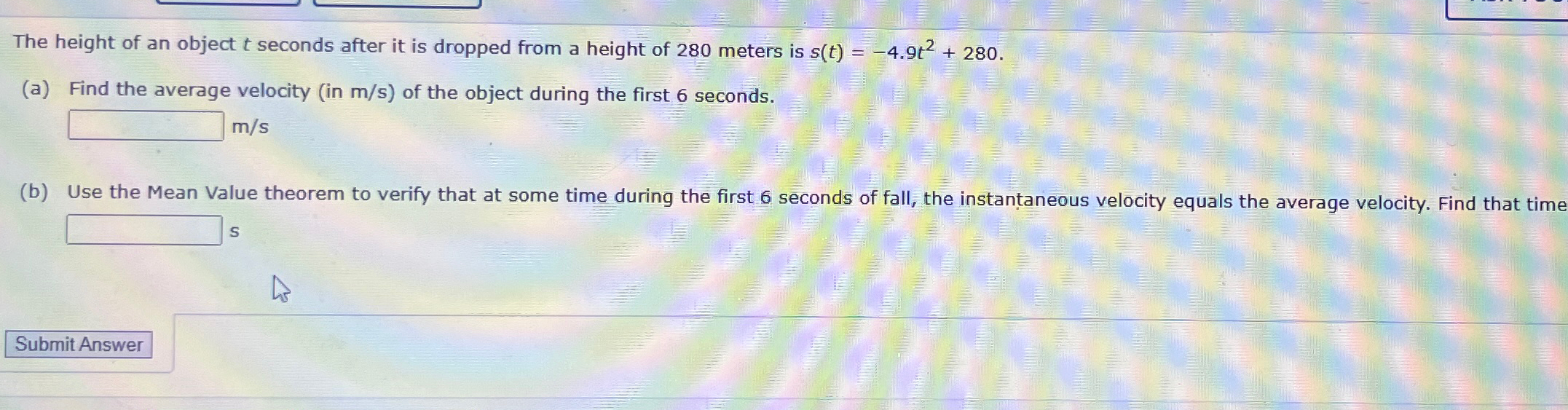 Solved The height of an object t ﻿seconds after it is | Chegg.com