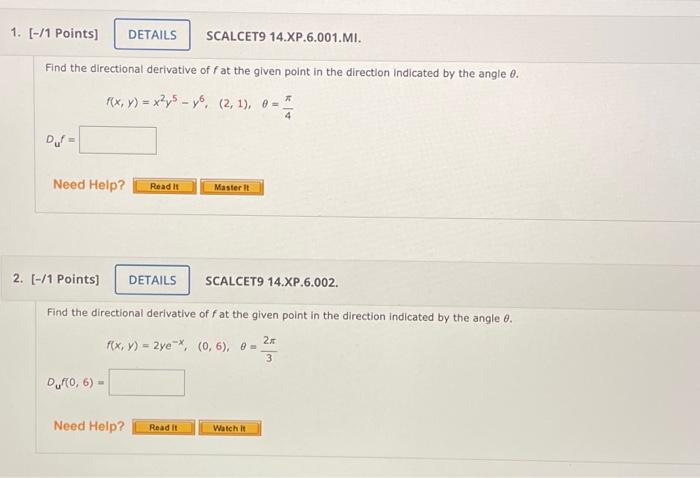 Solved 1. [-/1 Points] DETAILS Find the directional | Chegg.com