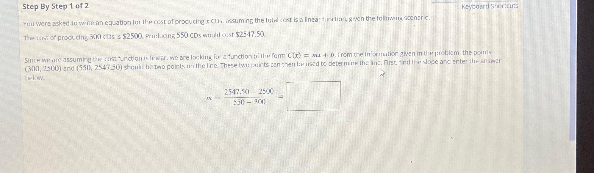 Solved Step By Step 1 ﻿of 2Keyboard ShortcutsYou were asked | Chegg.com
