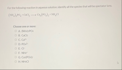 Solved For the following reaction in aqueous solution, | Chegg.com