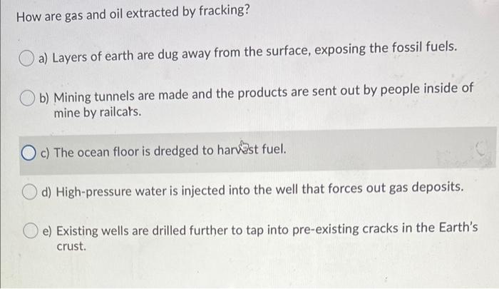 Solved How are gas and oil extracted by fracking? a) Layers | Chegg.com