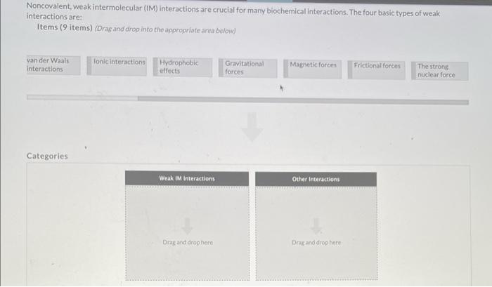 Solved Noncovalent, weak intermolecular (IM) interactions | Chegg.com