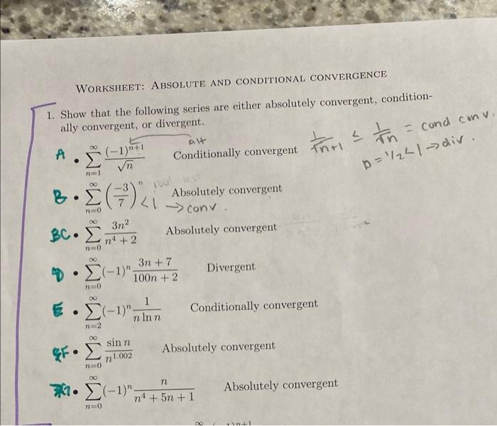 steps and explanation how to easily show convergence | Chegg.com