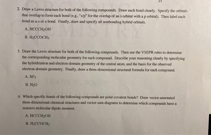 Solved 2. Draw a Lewis structure for both of the following | Chegg.com