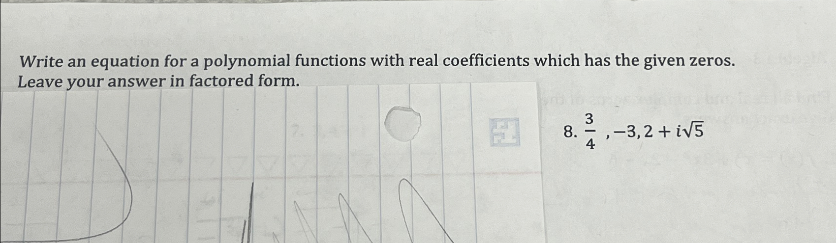 Solved Write an equation for a polynomial functions with | Chegg.com