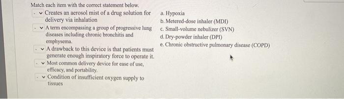 Solved Match each item with the correct statement below. | Chegg.com