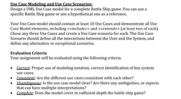 Solved Use Case Modeling and Use Case Scenarios: Design a | Chegg.com