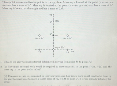 Solved Three point masses are fixed at points in the xy | Chegg.com