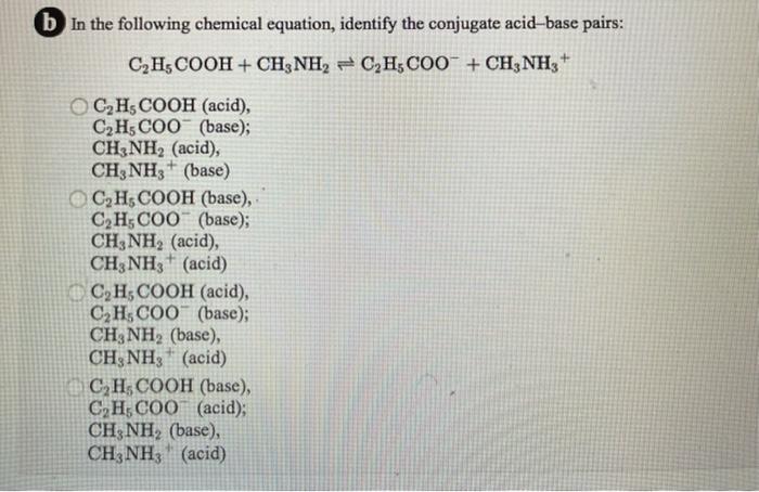 Solved b In the following chemical equation, identify the | Chegg.com