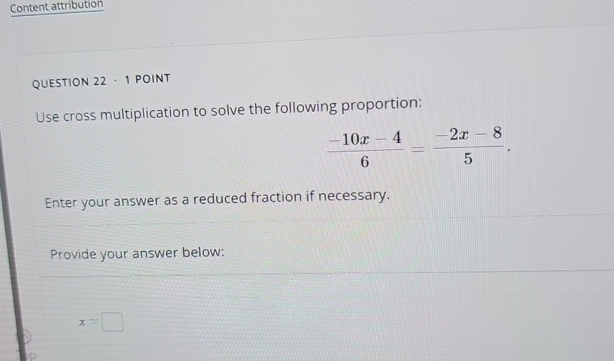 Solved Content attributionQUESTION 22 * 1 ﻿POINTUse cross | Chegg.com