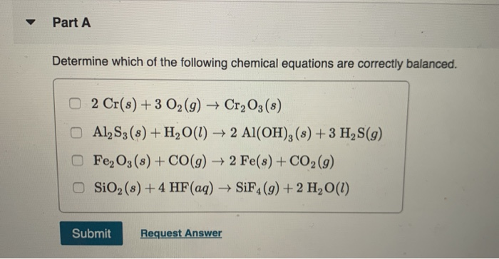 Solved Part A Determine which of the following chemical | Chegg.com