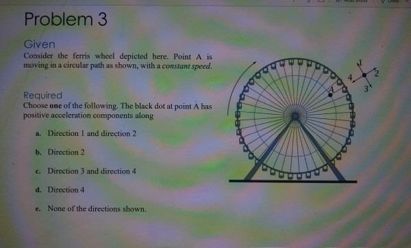 Solved Problem 3 Given Consider the ferris wheel depicted | Chegg.com